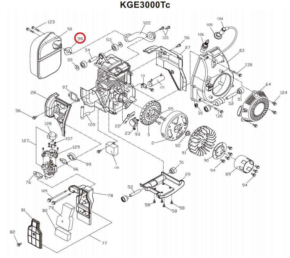 Kipor Power Solutions Muffler Gasket - KG171GTI-08002 | highskyrvparts.com