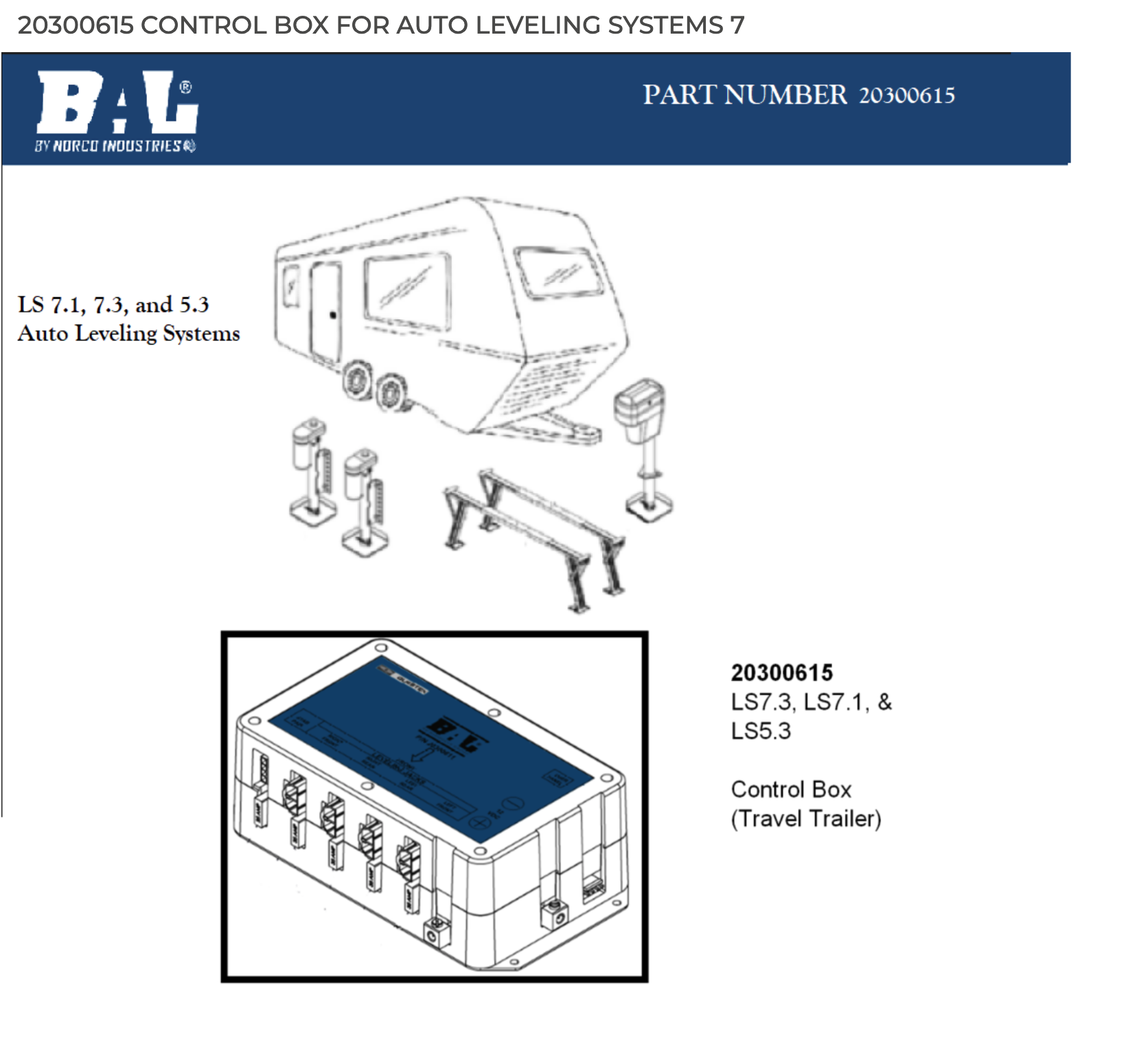 BAL RV Leveling System Control Unit 20300615 | HighSkyRVParts.com