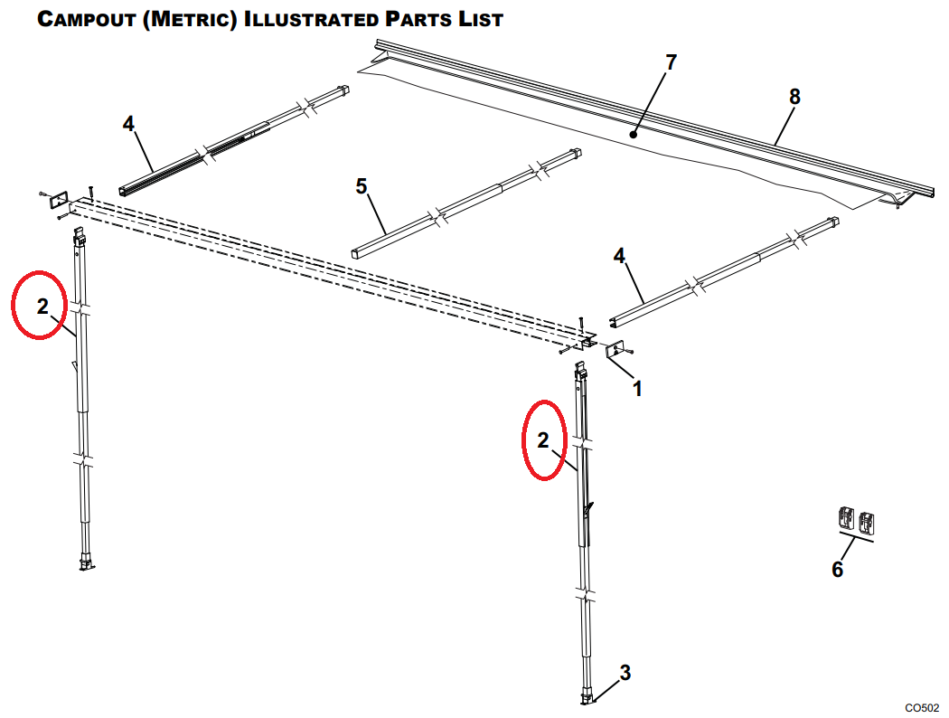 Carefree RV Campout Awning Arm Support Right/ Left Side - R001638 ...