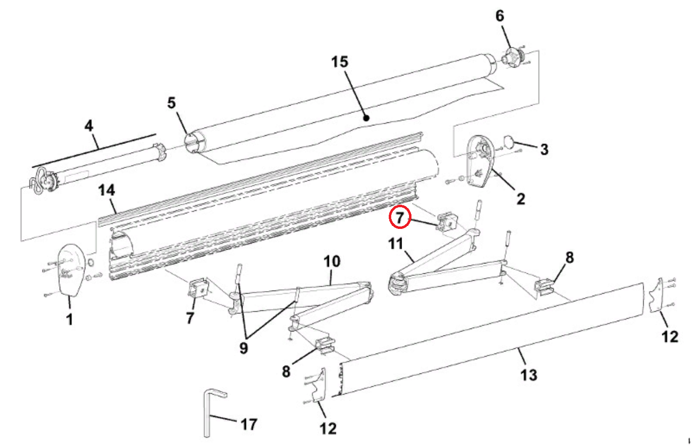Carefree RV Marquee Awning Arm R019853-001 | highskyrvparts.com