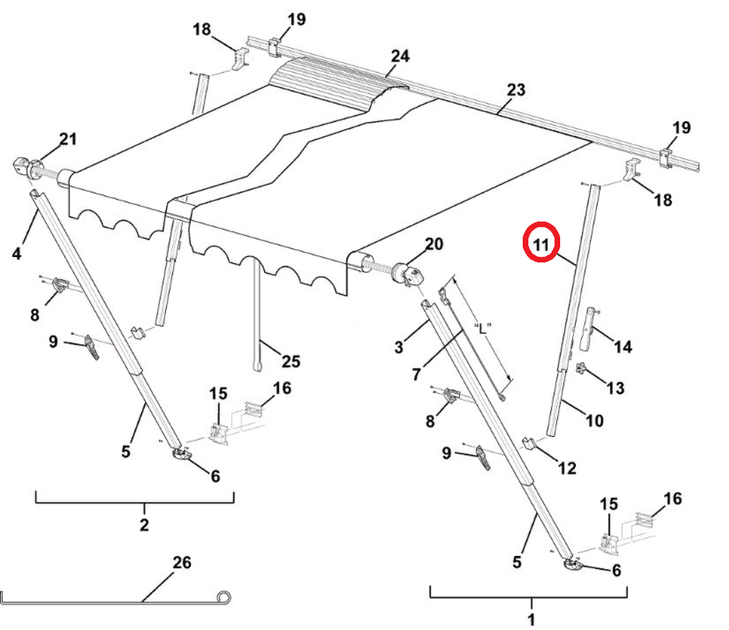 Awning Arm Brace R00413-301-55 | highskyrvparts.com