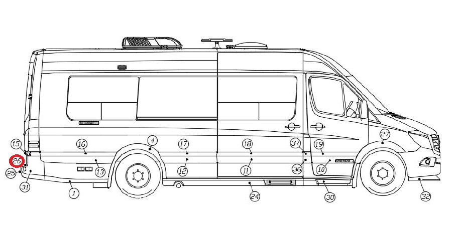 Airstream Interstate Bracket Rear Bumper - 203624-48 | highskyrvparts.com
