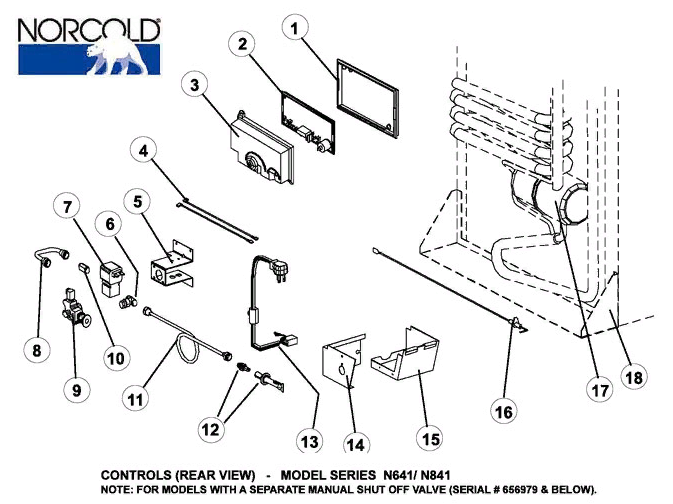 Norcold N641IM Controls Rear View B4 S/N 656980 | High Sky RV Parts